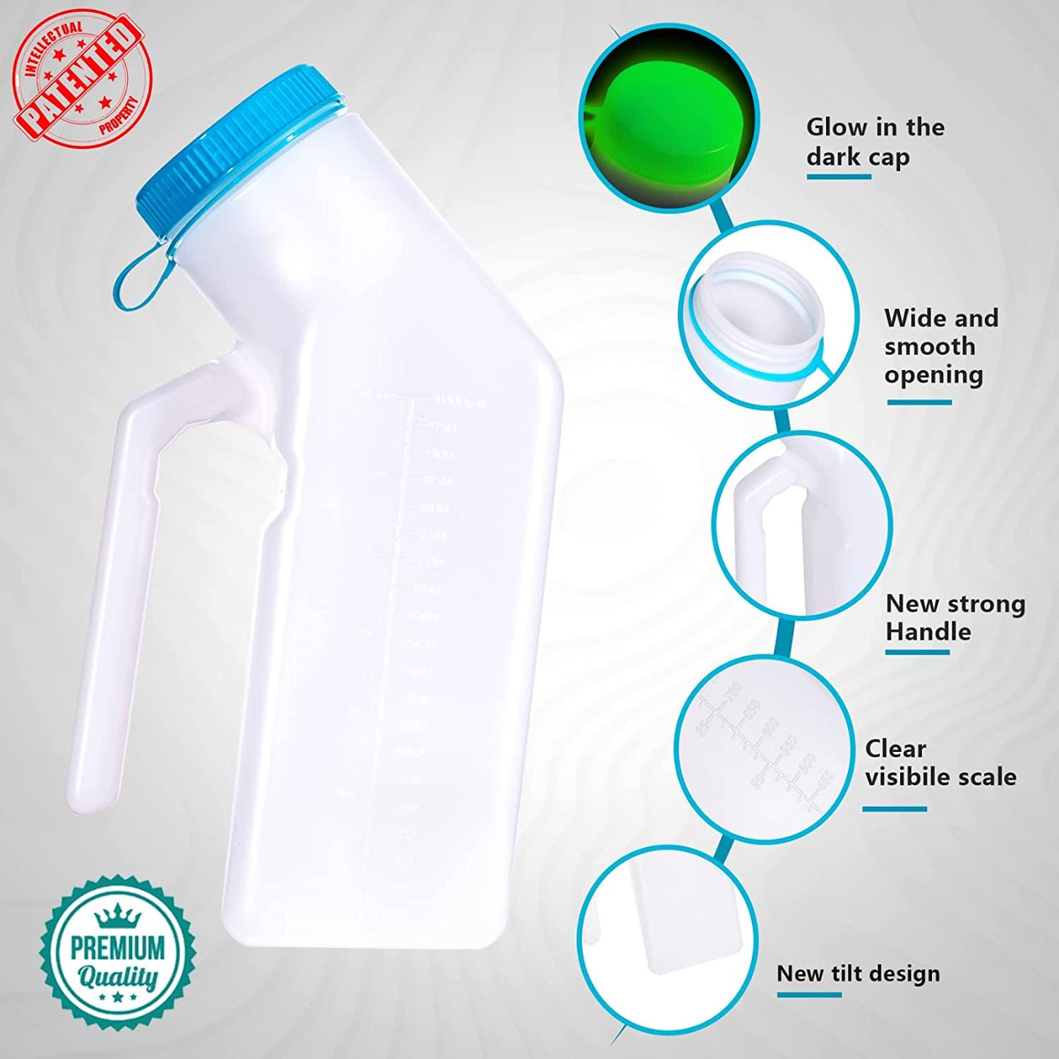 Portable Male Urinals 1000ml with Glow Lid - Pack of 2 | Travel ...