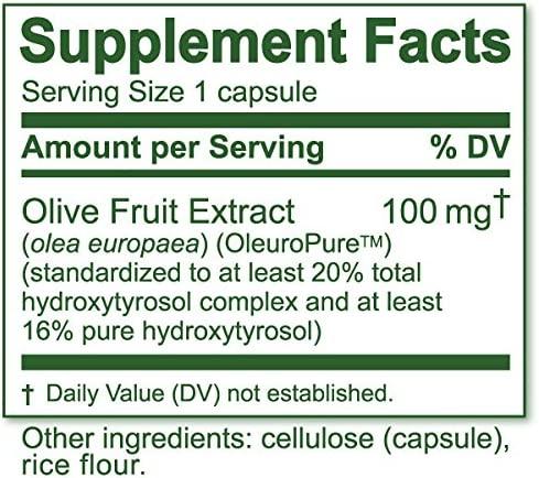 Super Strength 20% Hydroxytyrosol Complex Olive Fruit Extract - 100mg ...