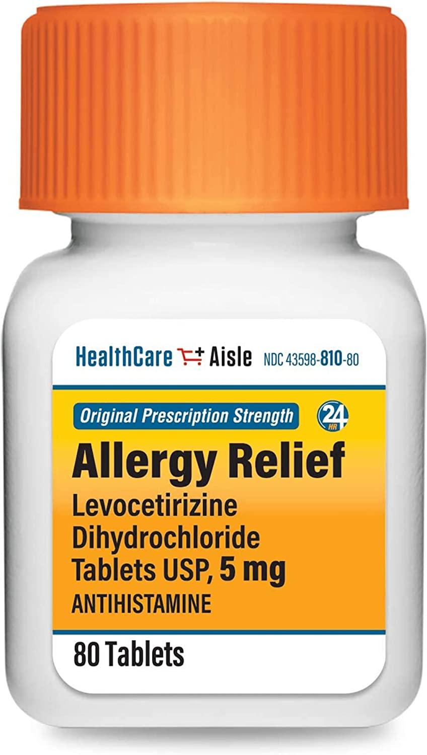 HealthCareAisle Allergy Relief - Levocetirizine 5mg 80 Tablets, 24-Hour ...
