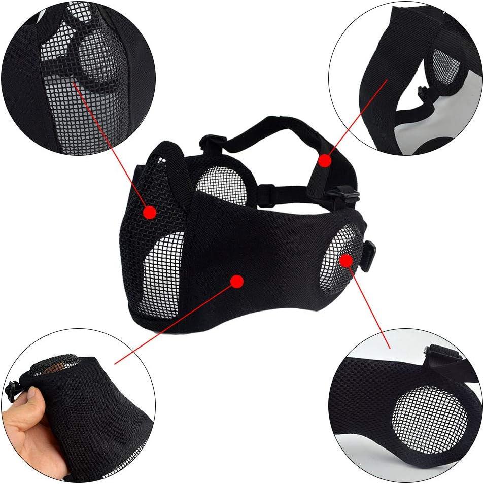 Topbuti Airsoft Mask Black Foldable Tactical Airsoft Mesh Mask with Ear ...
