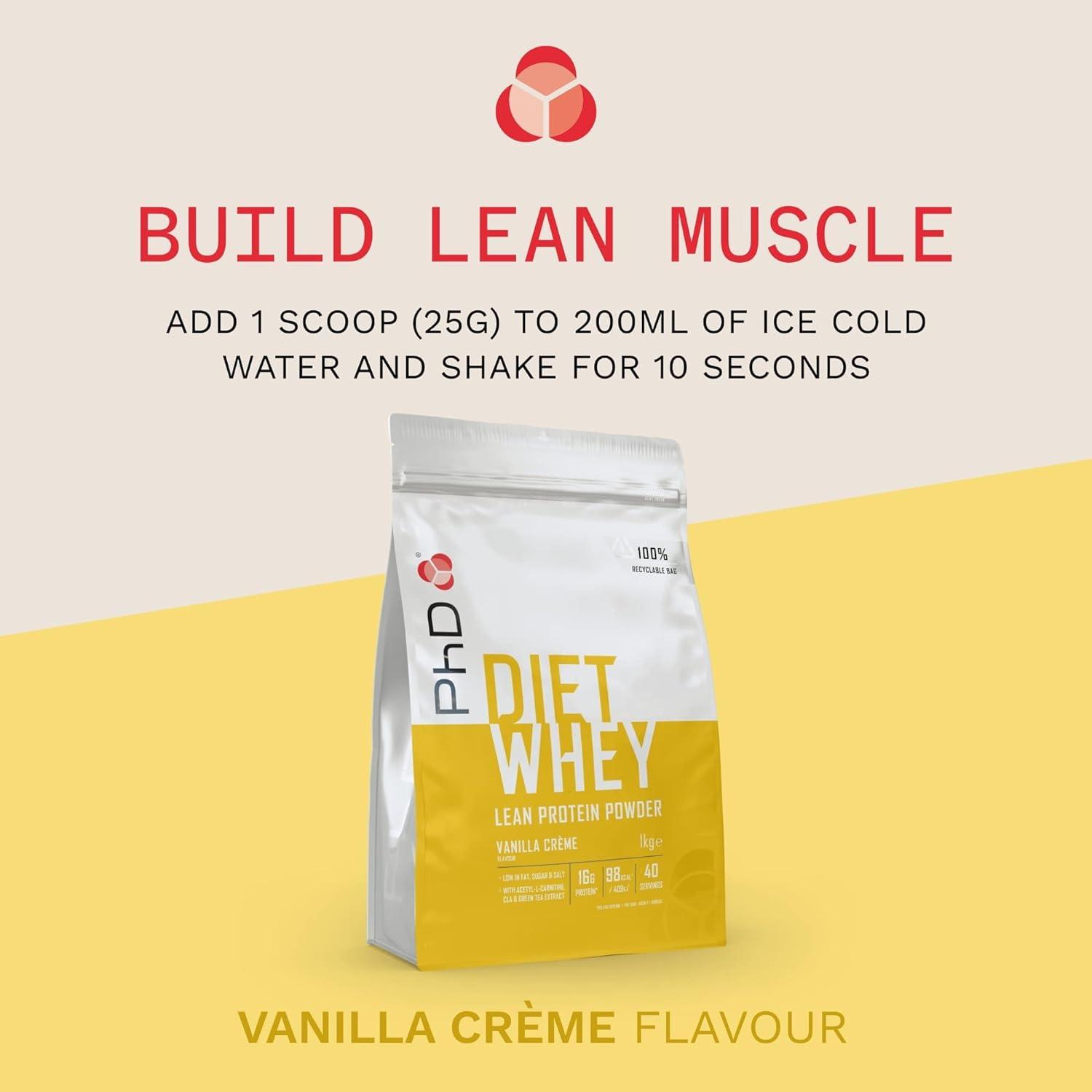 PhD Nutrition Diet Whey Vanilla Cr me Protein Powder - 40 Servings (1kg ...