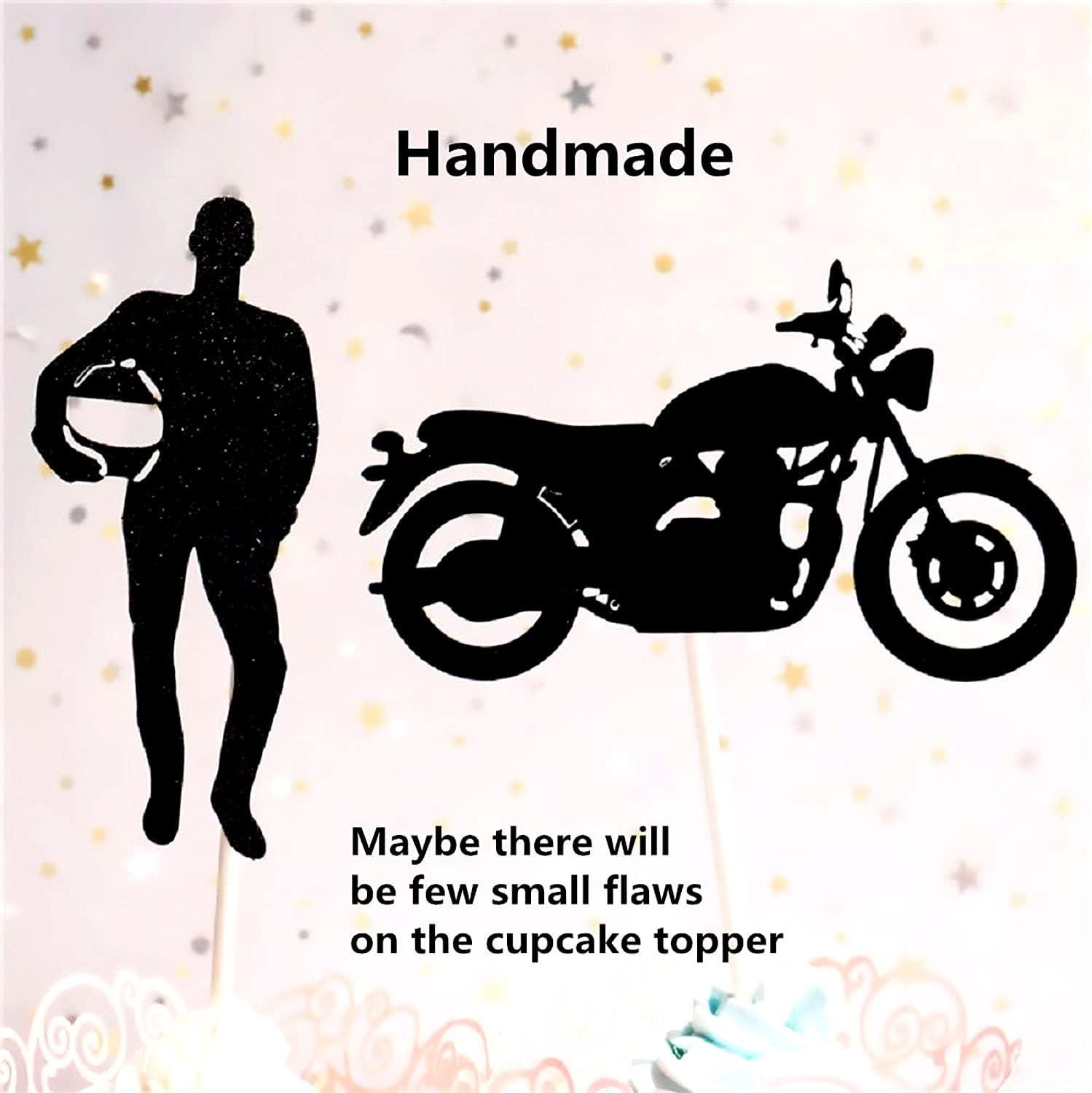 LaVenty Set of 24 Black Motorcycle Cupcake Toppers Scooter Cake ...