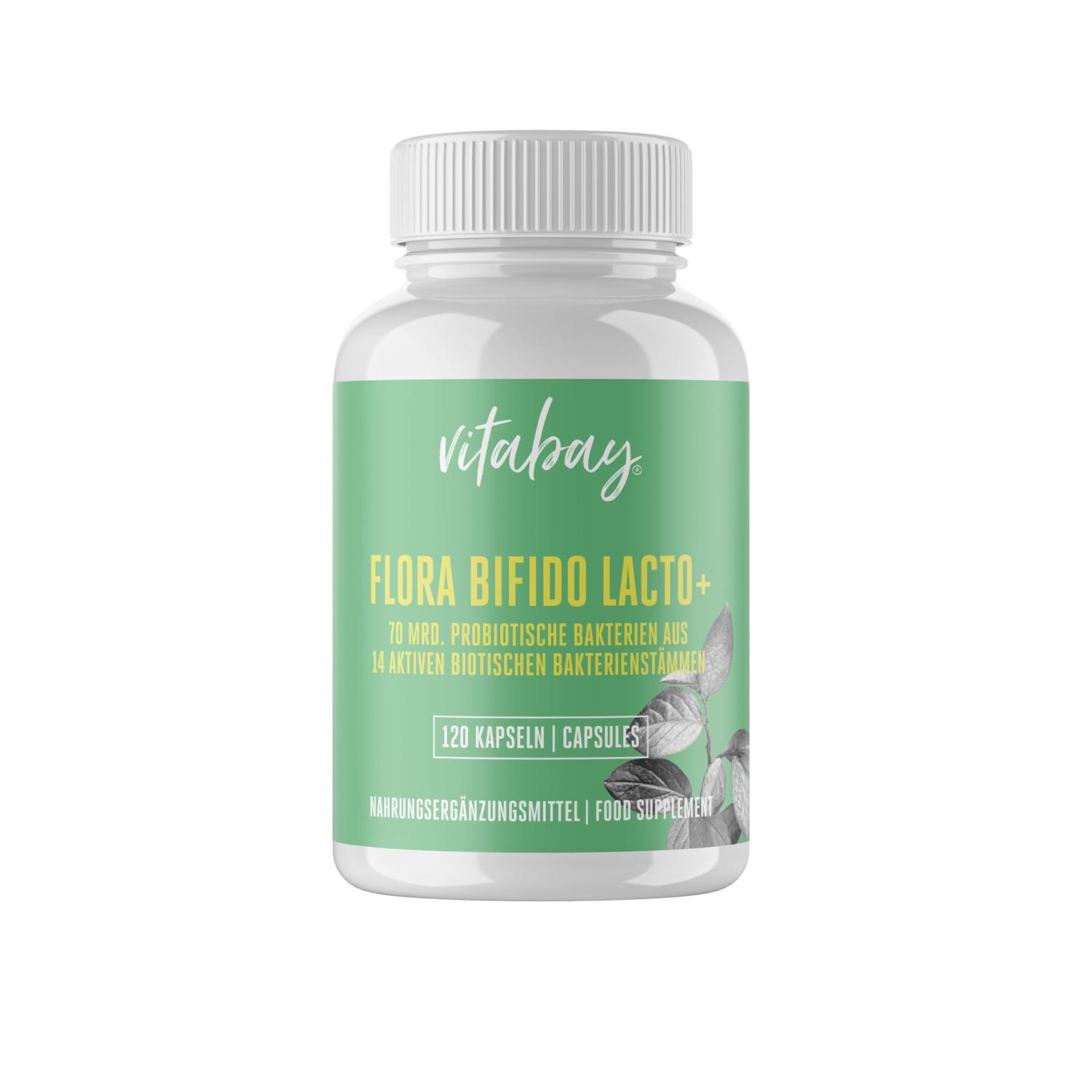 Vitabay Flora Bifido Lacto - 120 Vegan Capsules | 70 Billion Probiotics ...
