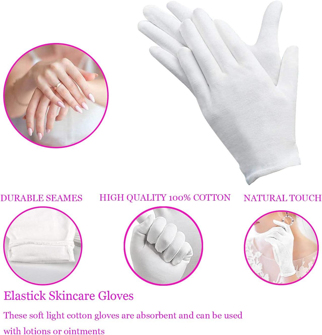 100% Cotton Eczema Gloves - 1 Pair White Moisturizing Gloves for Dry ...
