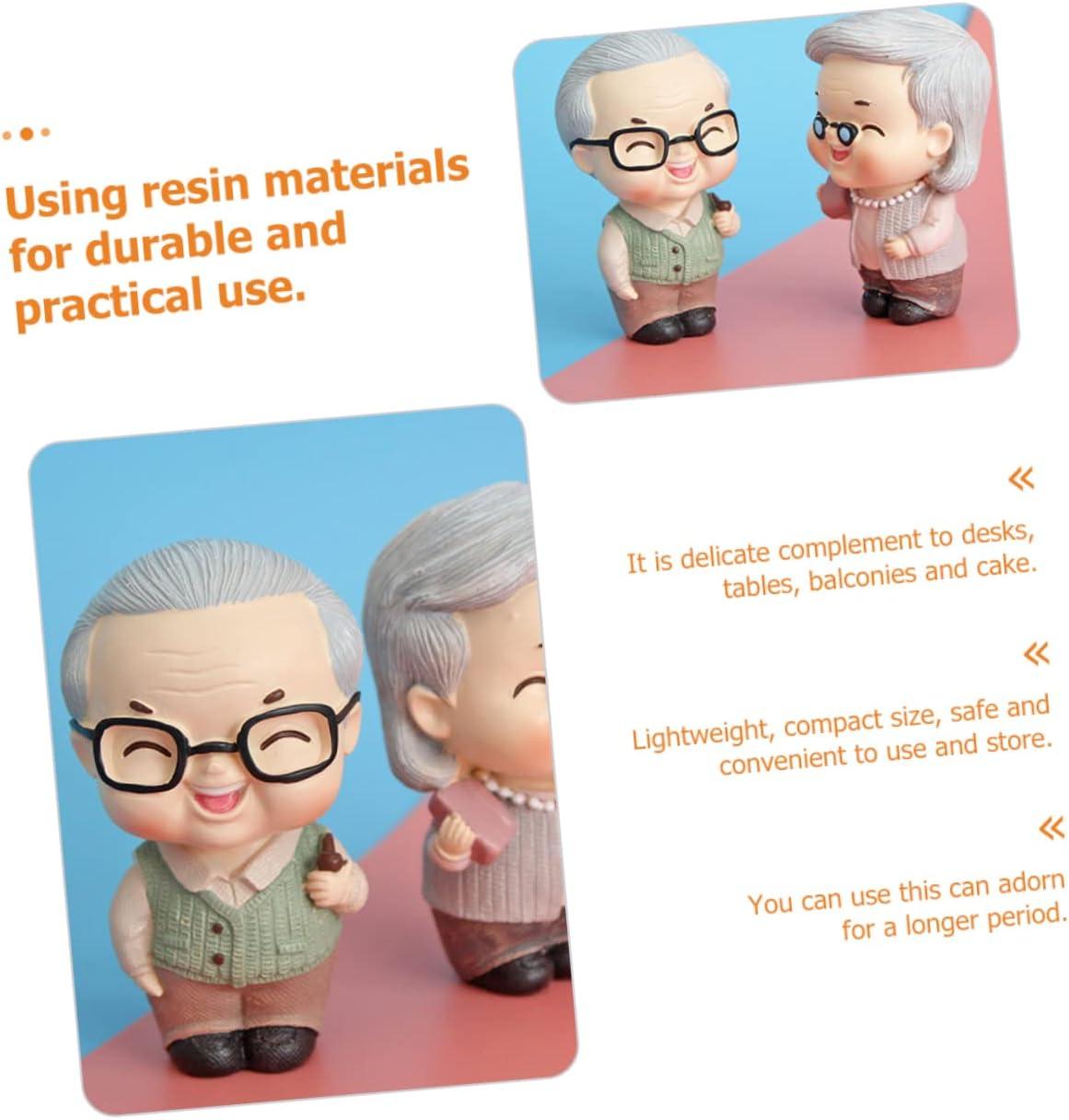 ABOOFAN 2pcs Cake Decoration Old Age Statue Loving Couple Cake Topper ...