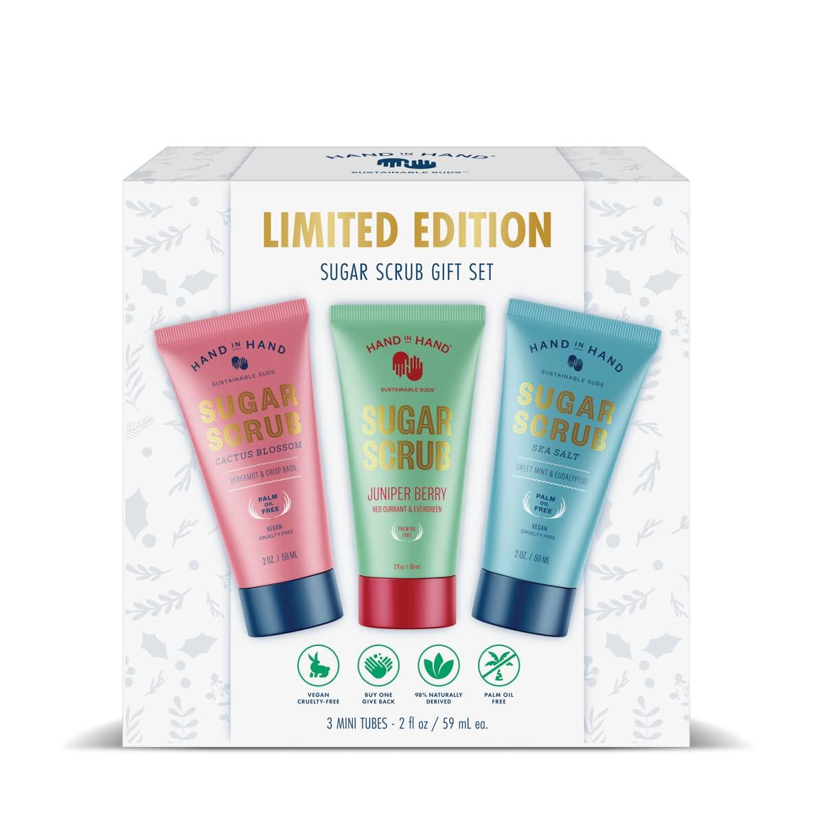 HAND IN HAND Sugar Scrub Gift Set - Luxurious Exfoliating Body Scrub ...