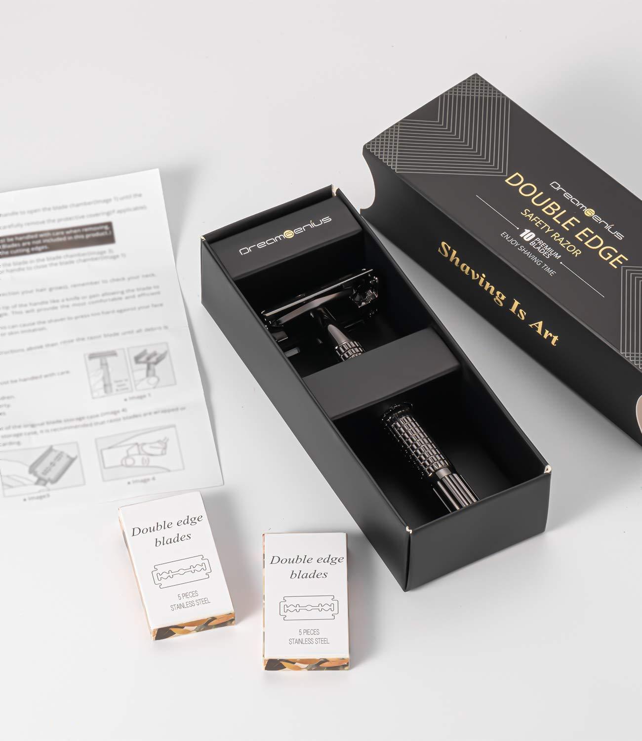 DreamGenius Long Handle Double Edge Safety Razor Set with Butterfly ...