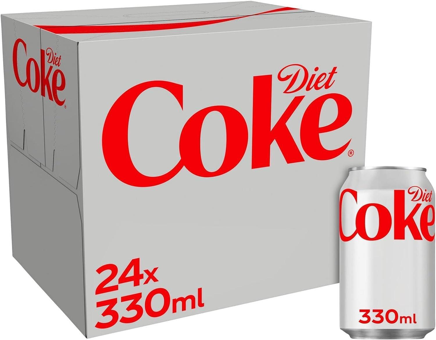 Diet Coke Cans 24-Pack - 330ml - Crisp & Sugar-Free Timeless ...