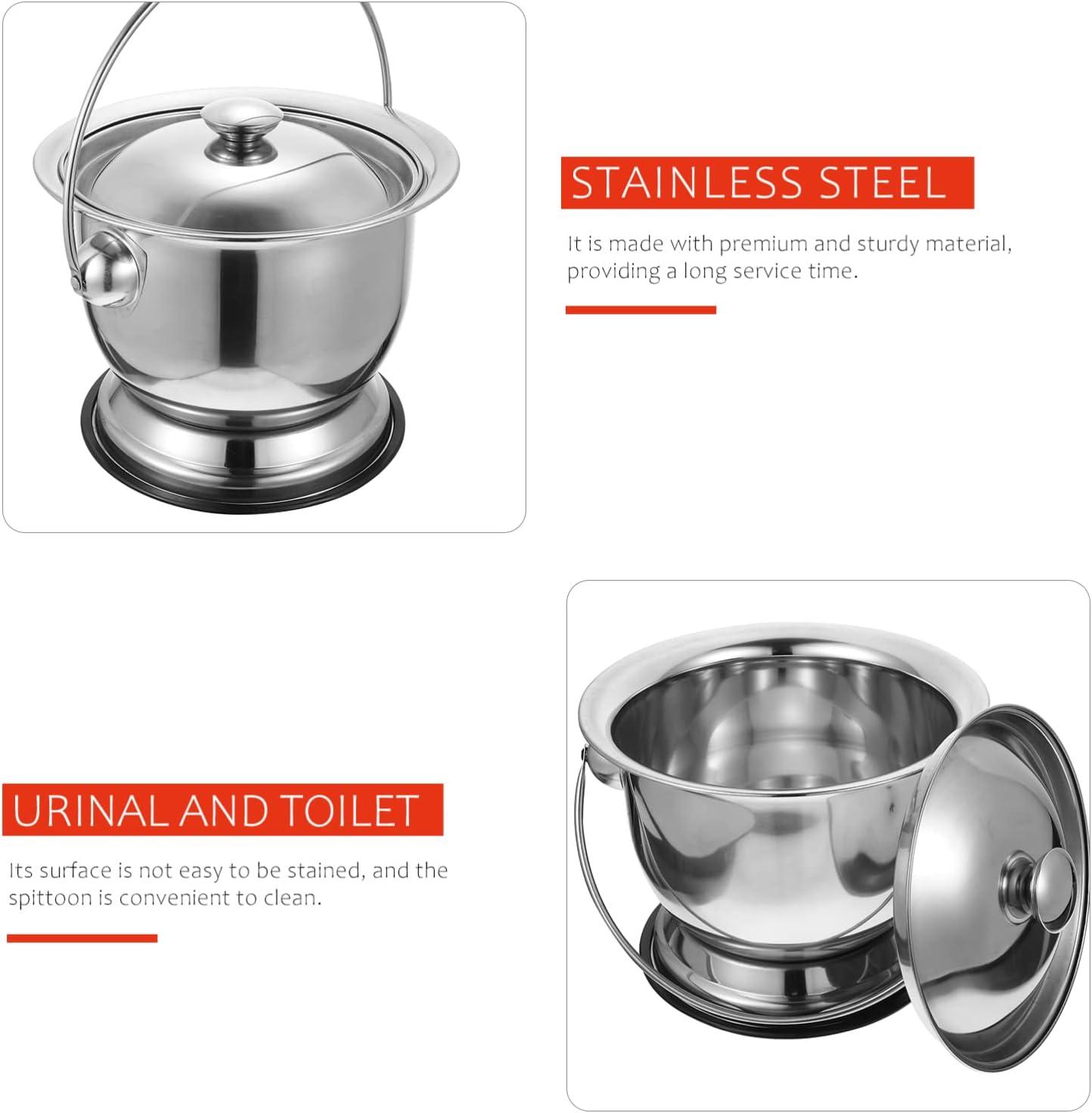 Stainless Steel Chamber Pot with Lid - Portable Urine Potty for Elderly ...
