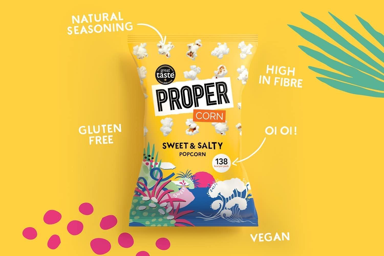 PROPERCORN Sweet & Salty Popcorn Natural Sea Salt and Demerara Sugar ...