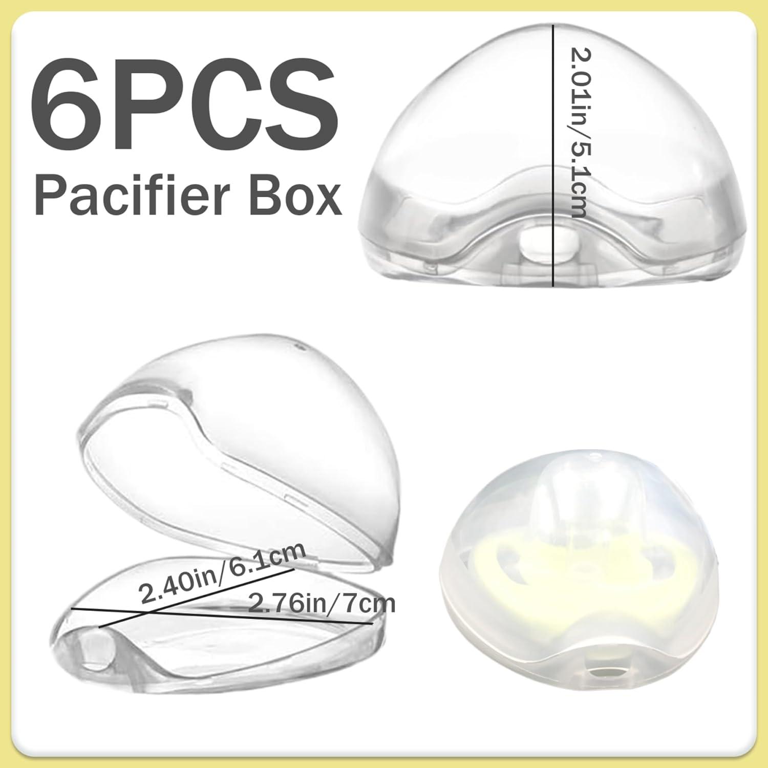 Obelunrp Pacifier Case Set | 6 Transparent Travel Pacifier Holders ...