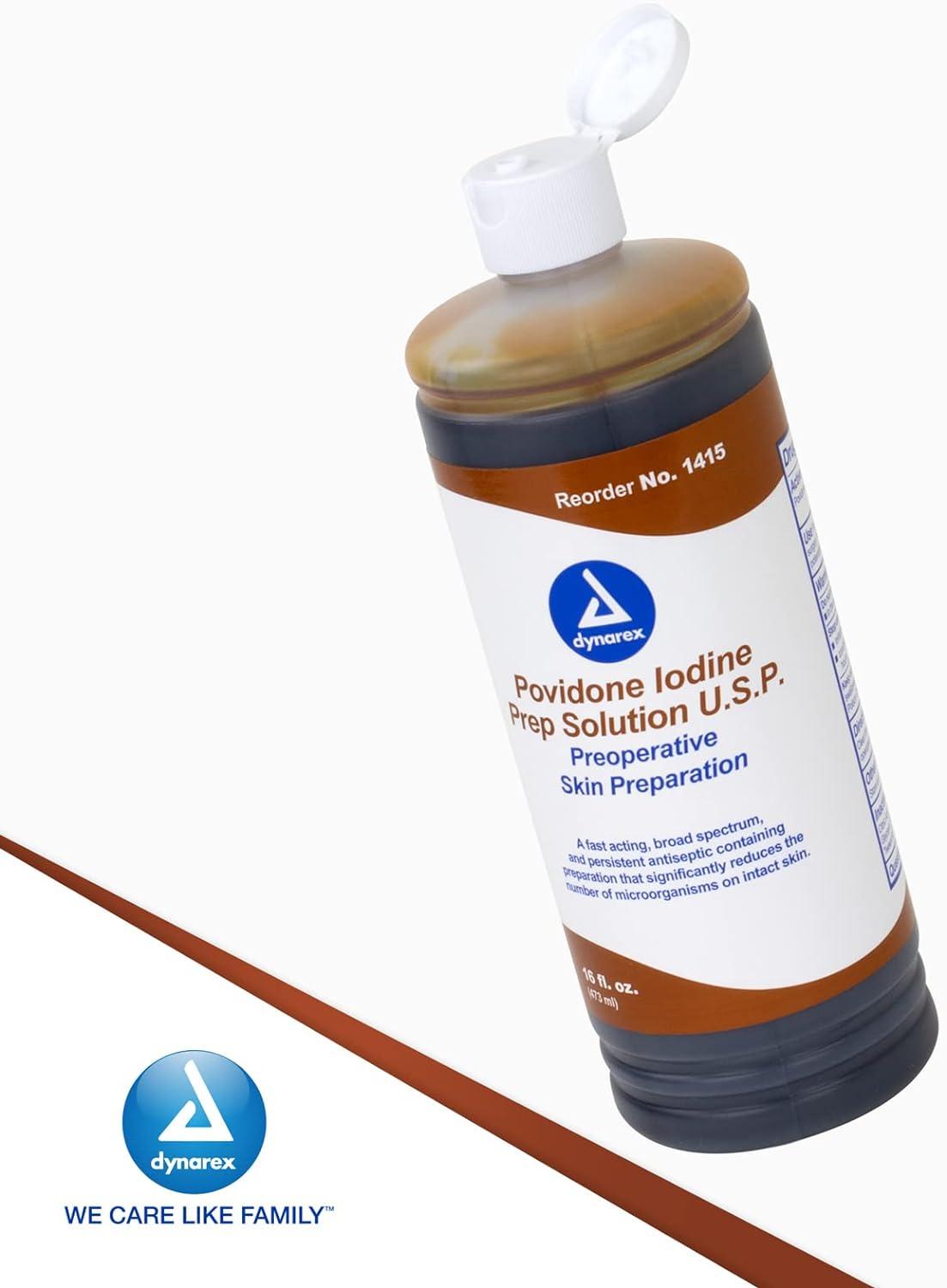 Dynarex Povidone Iodine Prep Solution USP 16oz Bottle - Topical ...
