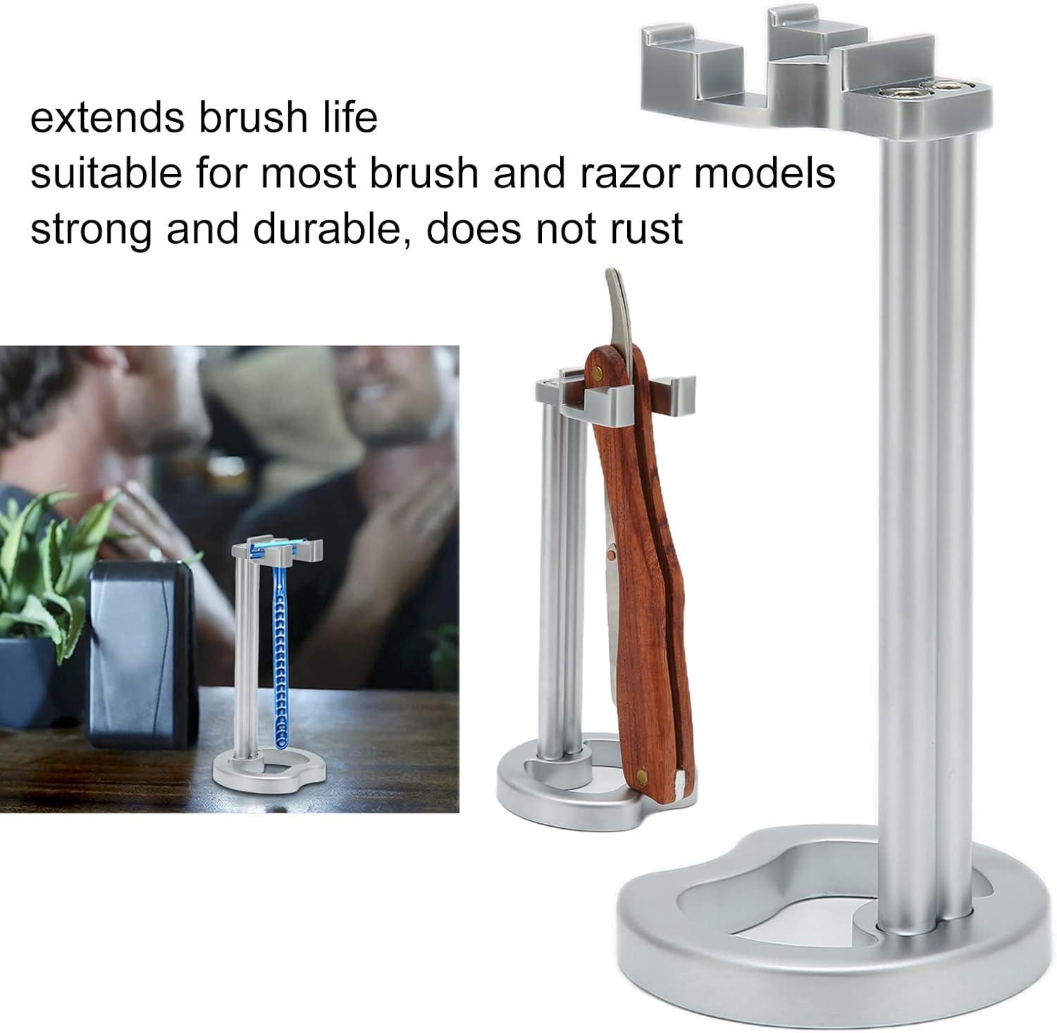 Stainless Steel Razor Holder & Shaving Brush Stand - Universal Men's ...