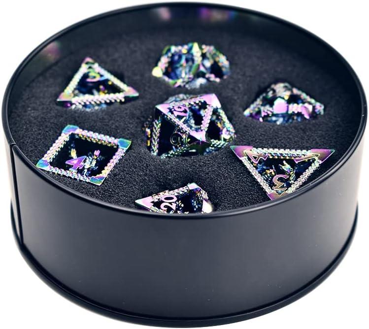 RULE DICE Metal DND Dice Set 7pcs Captive Magic Dragon Metal Dice Set ...