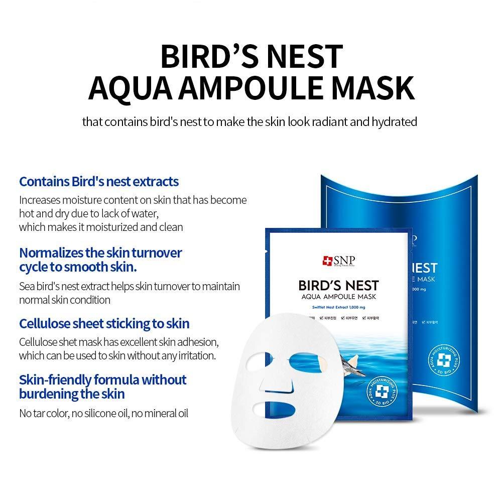 SNP Bird's Nest Aqua Ampoule Sheet Mask - Hydrating Korean Face Mask ...