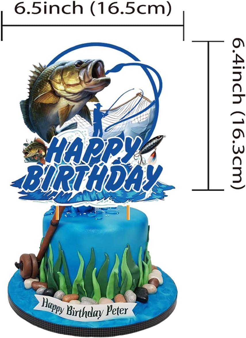 25 Pcs Fishing Cake Decorations Gone Fishing Cake Topper Cupcake ...