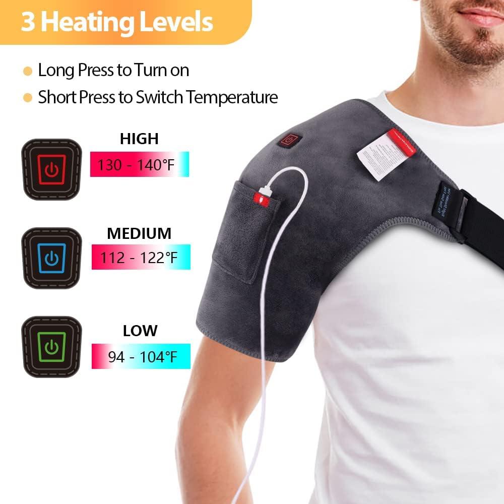 Comfheat USB Heated Shoulder Wrap - 3 Heating Settings for Rotator Cuff ...