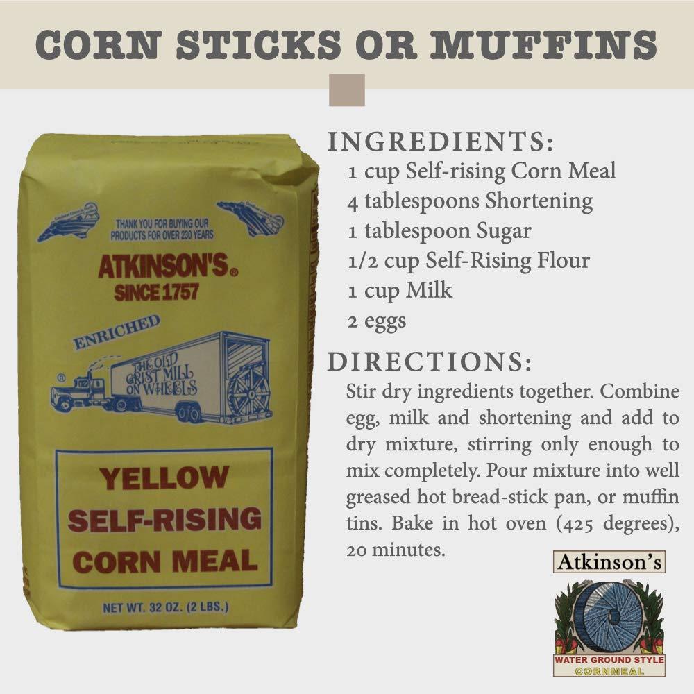 Atkinson's Yellow Self-rising Corn Meal 2 lbs. - Premium Quality Corn ...
