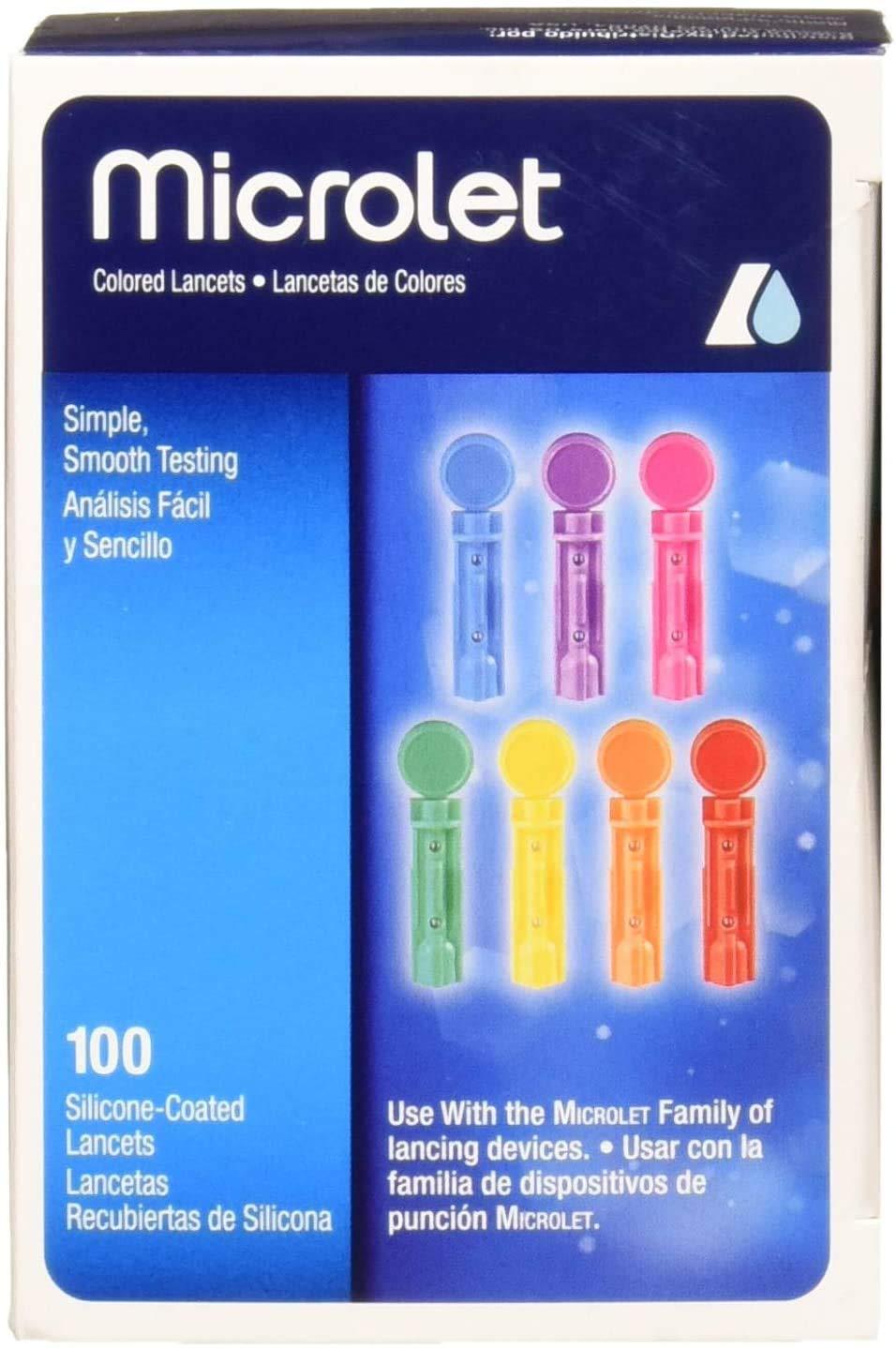Microlet Colored Lancets 100 Each (2 pack) - Blood Glucose Testing ...