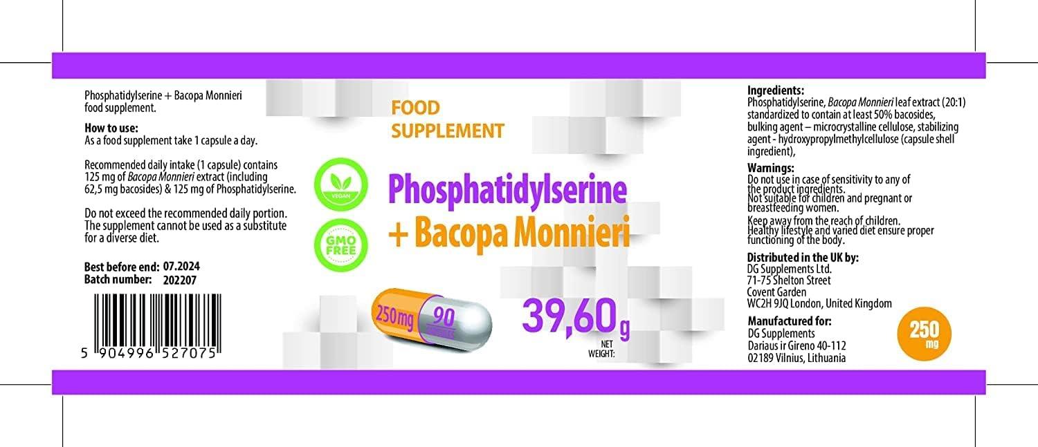 Hepatica Phosphatidylserine + Bacopa Monnieri 250mg | 90 Vegan Capsules ...