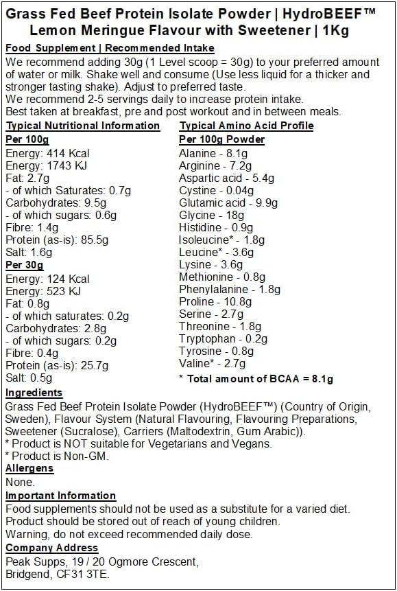 Grass Fed Beef Protein Isolate 95% - HydroBEEF | Rich in Type I II III ...