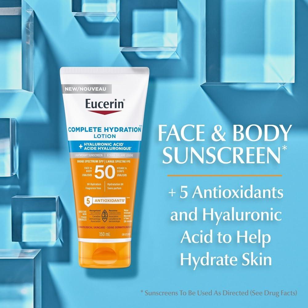 Eucerin Sun Complete Hydration Body & Face Sunscreen Lotion SPF 50 ...