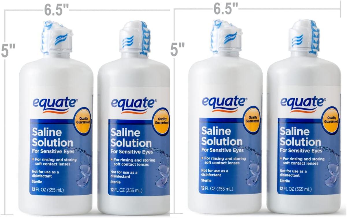 Equate Saline Solution for Sensitive Eyes 12 FL Oz Twin Pack (4 Count ...