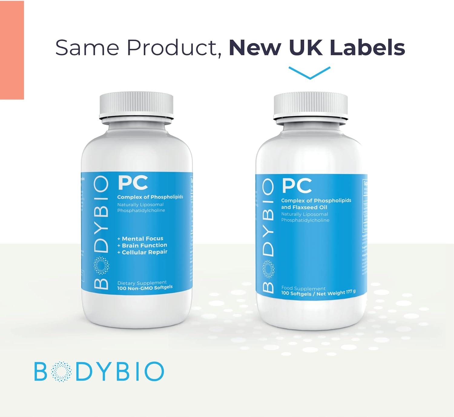 BodyBio PC Phospholipids & Flaxseed Oil | Liposomal Formula | High ...