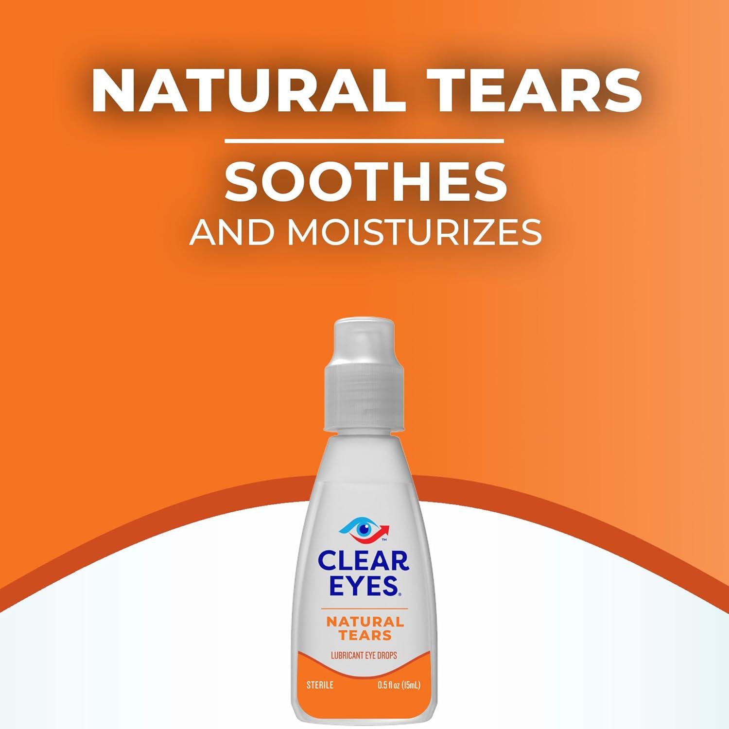 Clear Eyes Natural Tears Eye Drops 0.5 Fl Oz - Soothing Relief for Dry ...