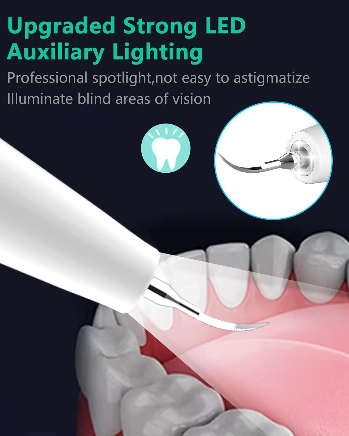 Ultrasonic Tooth Cleaner - Plaque Remover with LED and 3 Modes - Safe ...