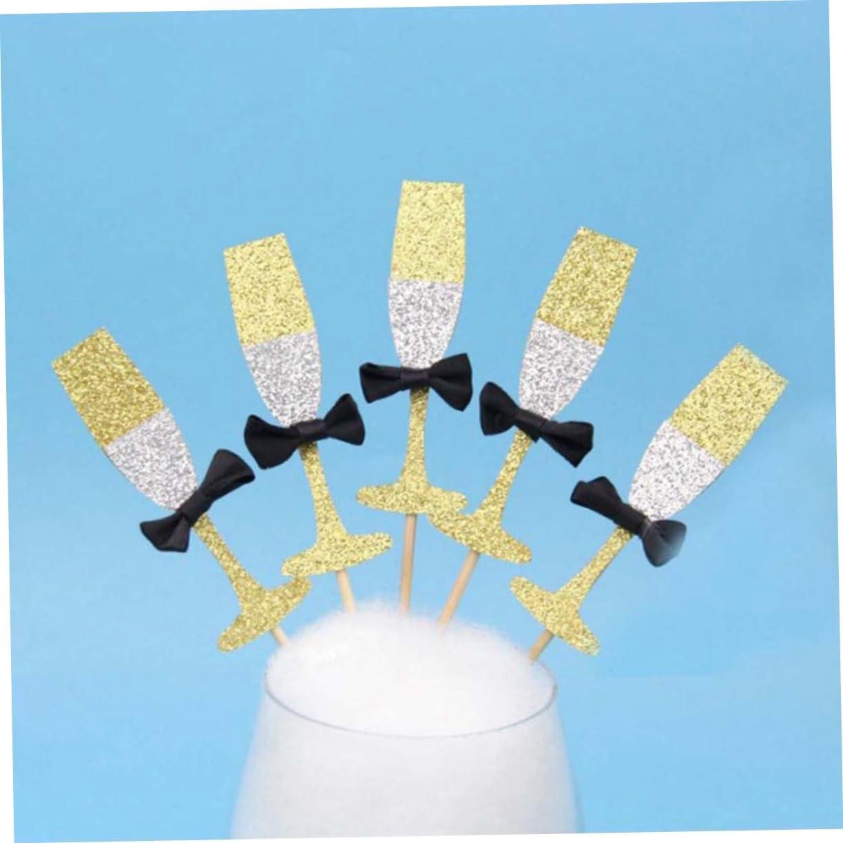 ibasenice 40 Pcs Engagement Cake Topper Glasses Cupcake Toppers Bride ...
