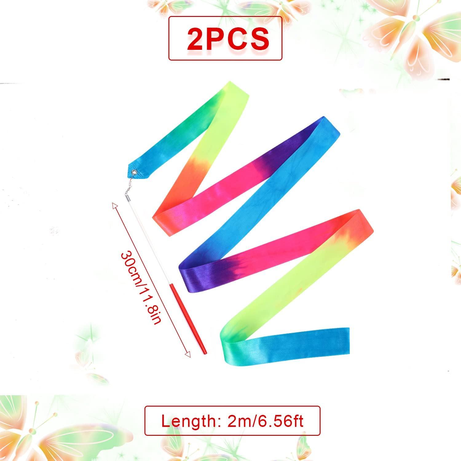 KINBOM 2pcs Dance Ribbons - 2m Gymnastics Ribbon Twirling Streamers for ...