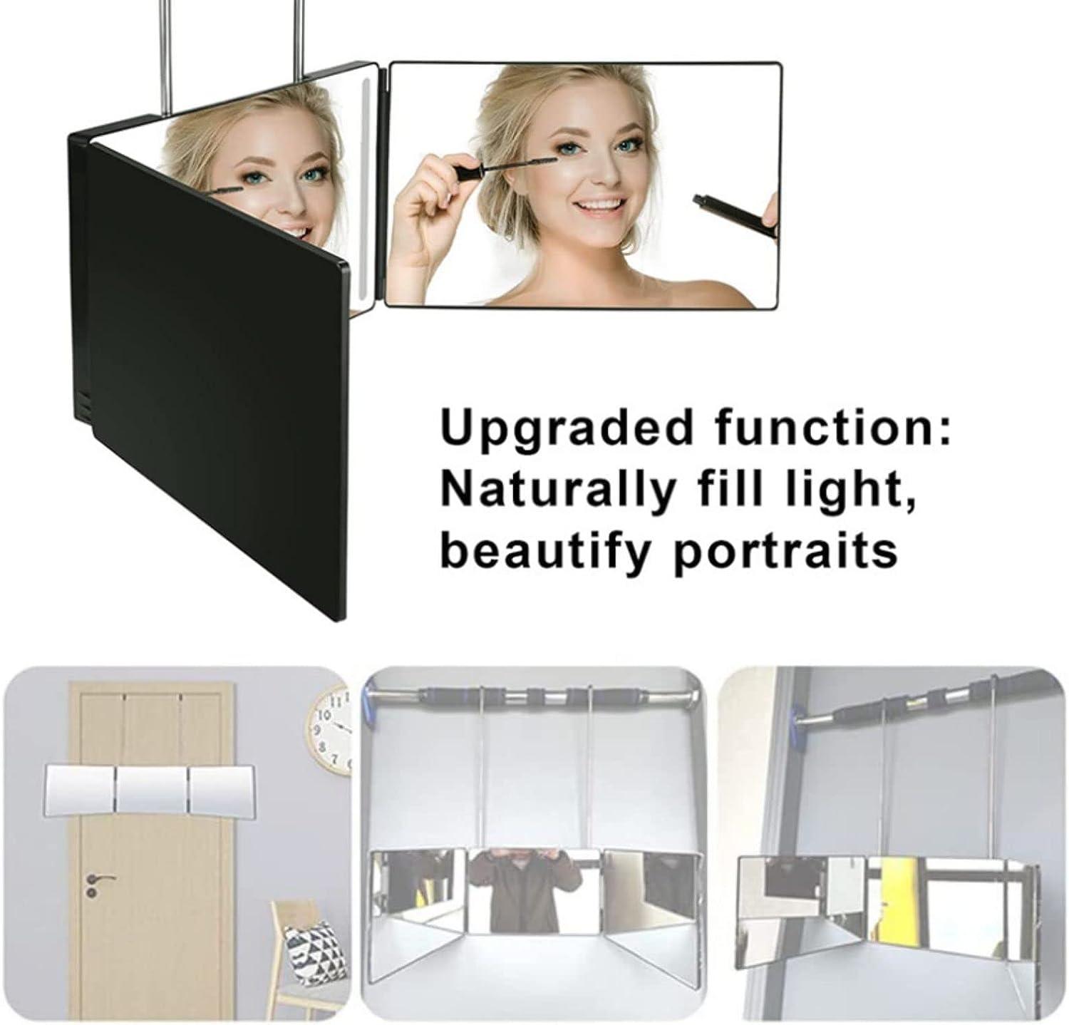 DQinLit Rechargeable Barber Mirror Light with LED Lights - 3 Way Self ...