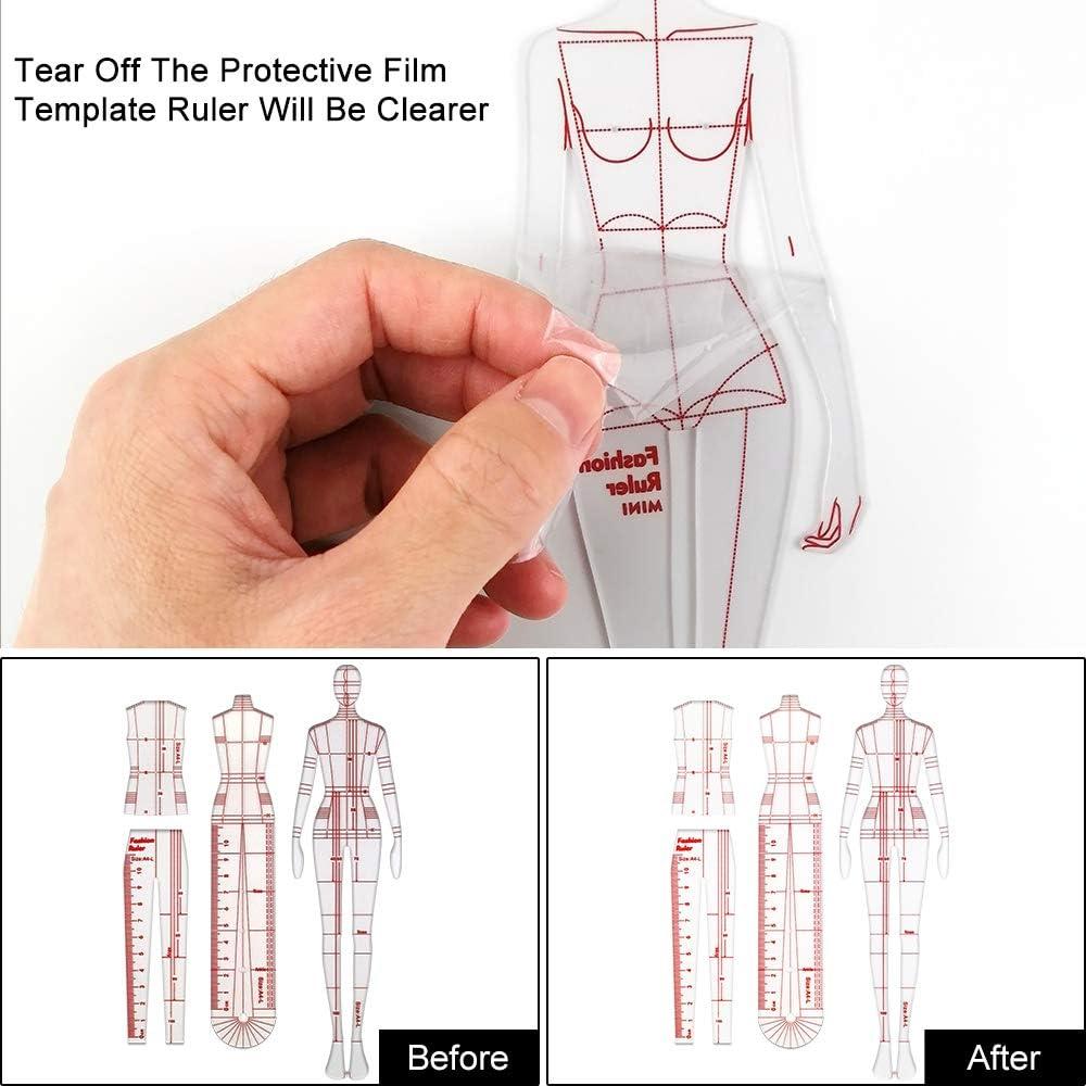 4-in-1 Fashion Illustration Rulers & Sewing Templates - A4 Humanoid ...