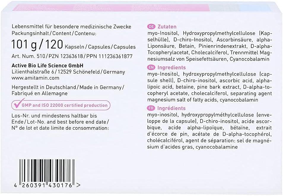 Amitamin Ovarifert Inositol Formula for PCOS - High-Dose 120 Capsules ...