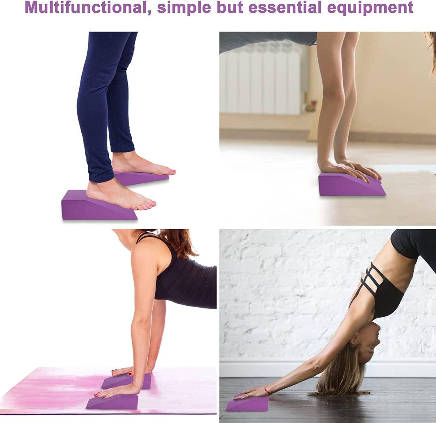 Violet Yoga Foam Wedge Blocks (Pair) - Supportive Wrist and Foot Wedges ...