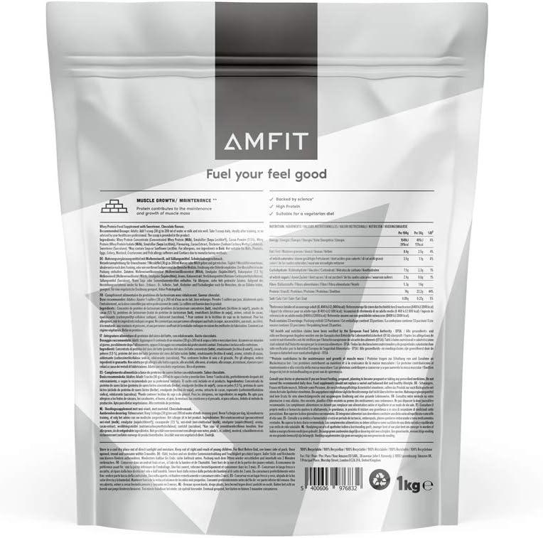 Amazon Brand - Amfit Nutrition Whey Protein Powder Chocolate Flavour 33 ...