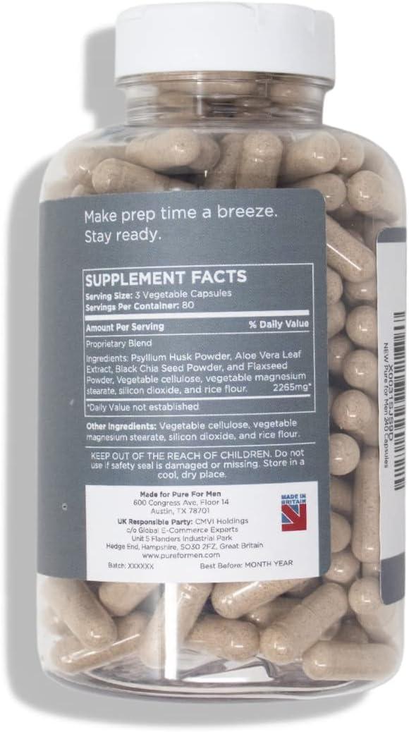 Pure for Men Original Fiber Supplement 240 Capsules - Vegan Cleanliness ...