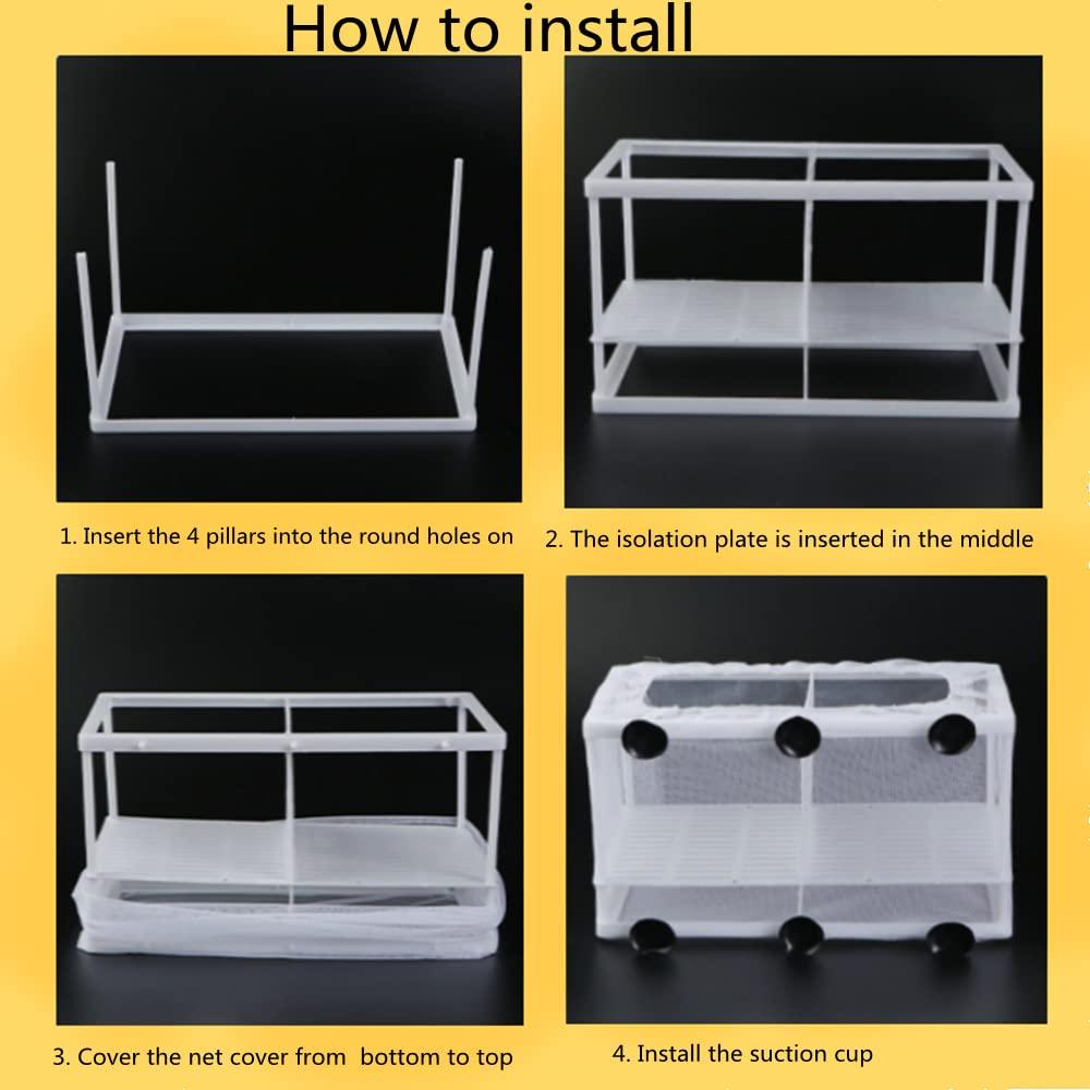 2 Pcs Nylon Mesh Aquarium Fish Fry Hatchery Isolation Box with Board ...