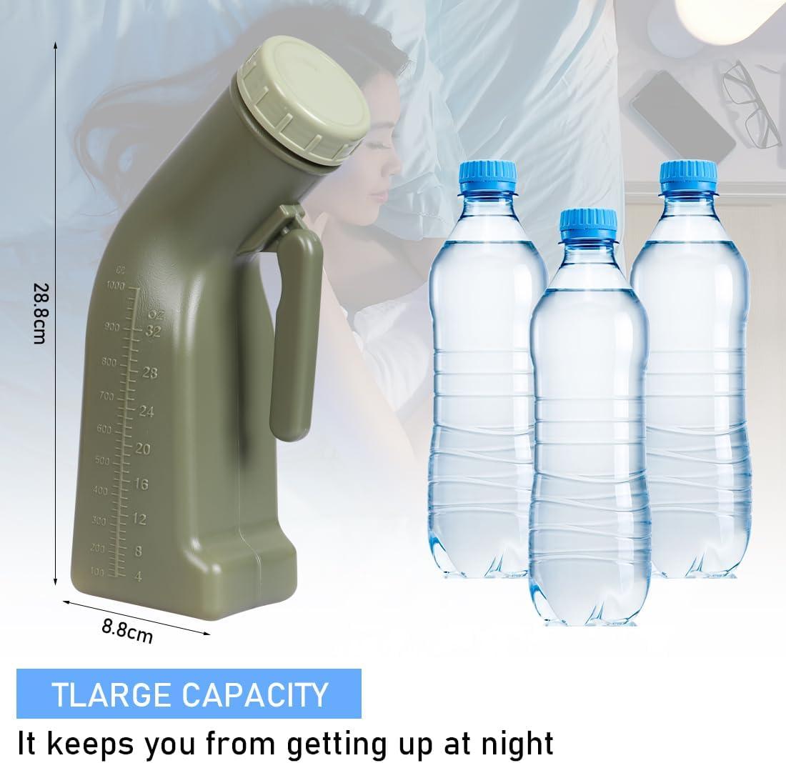 Portable Urine Bottle for Men - 1L Bedside Pee Container with Screw Cap ...