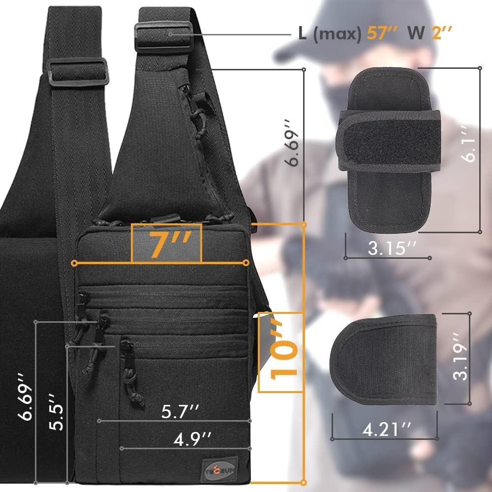 TECEUM Tactical Compact Sling Bag | Concealed Carry Handgun CCW | Black ...