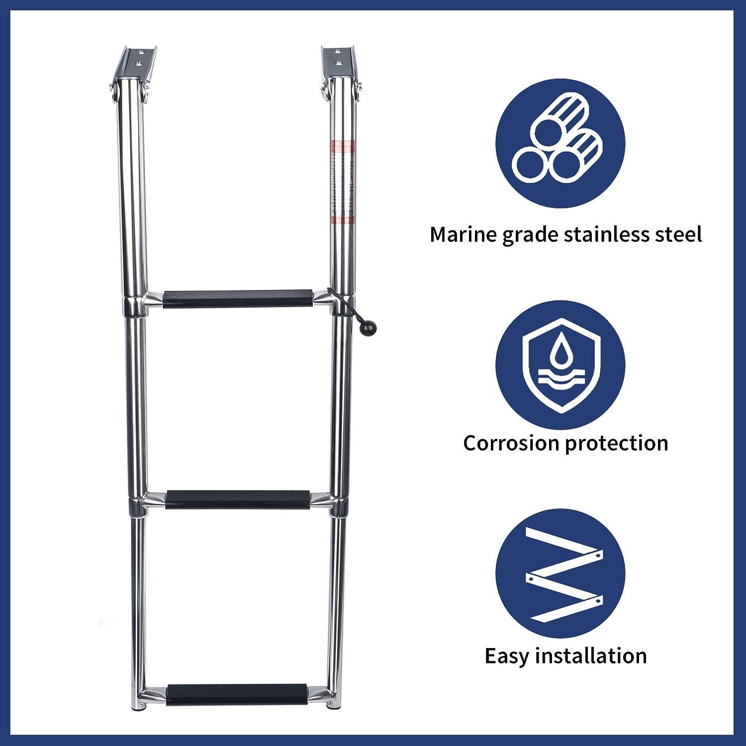 Hoffen 3 Step Telescopic Marine Boat Drop Ladder Swim Step Stainless