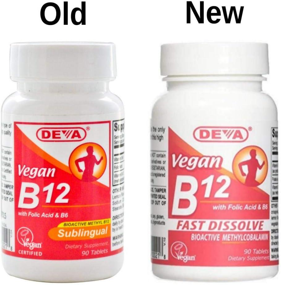 Deva Vegan Vitamins B-12 Sublingual 90 Tabs - Essential for Energy ...