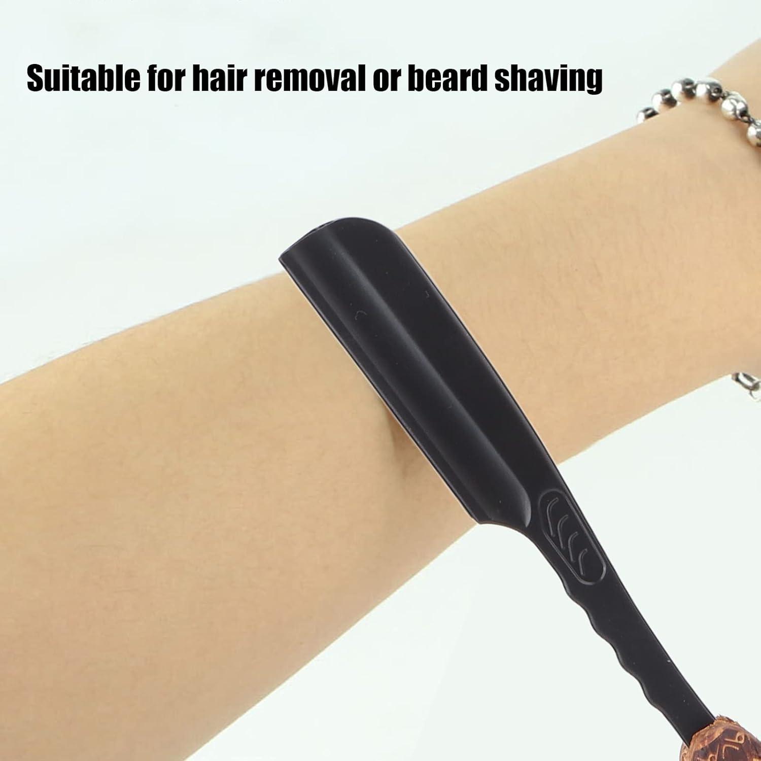 Premium Wooden Handle Razor - One-Sided Straight Edge for Mustache ...