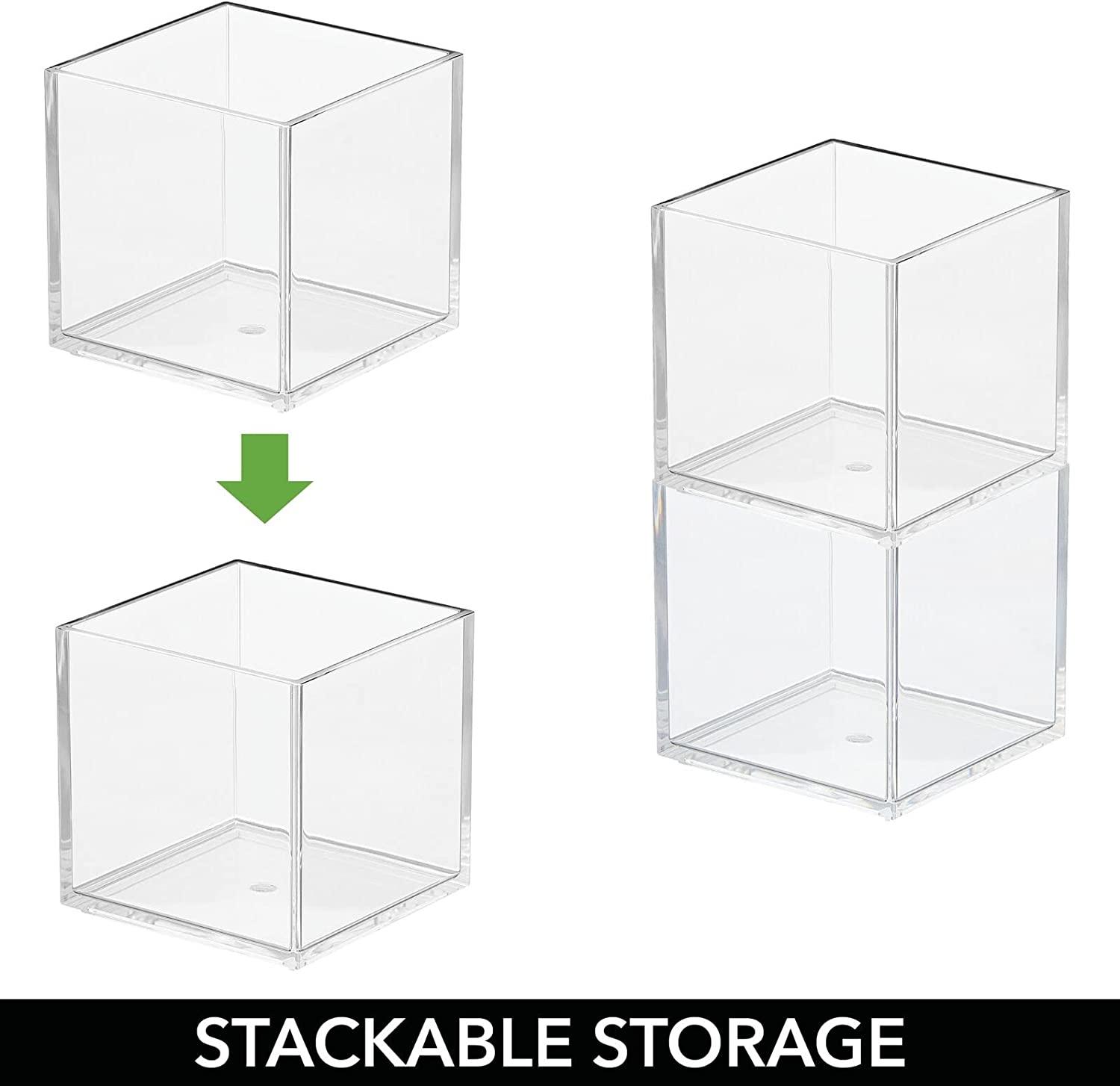 mDesign Prism Collection Cosmetic Organizer - 3 Pack, Clear/Chrome ...