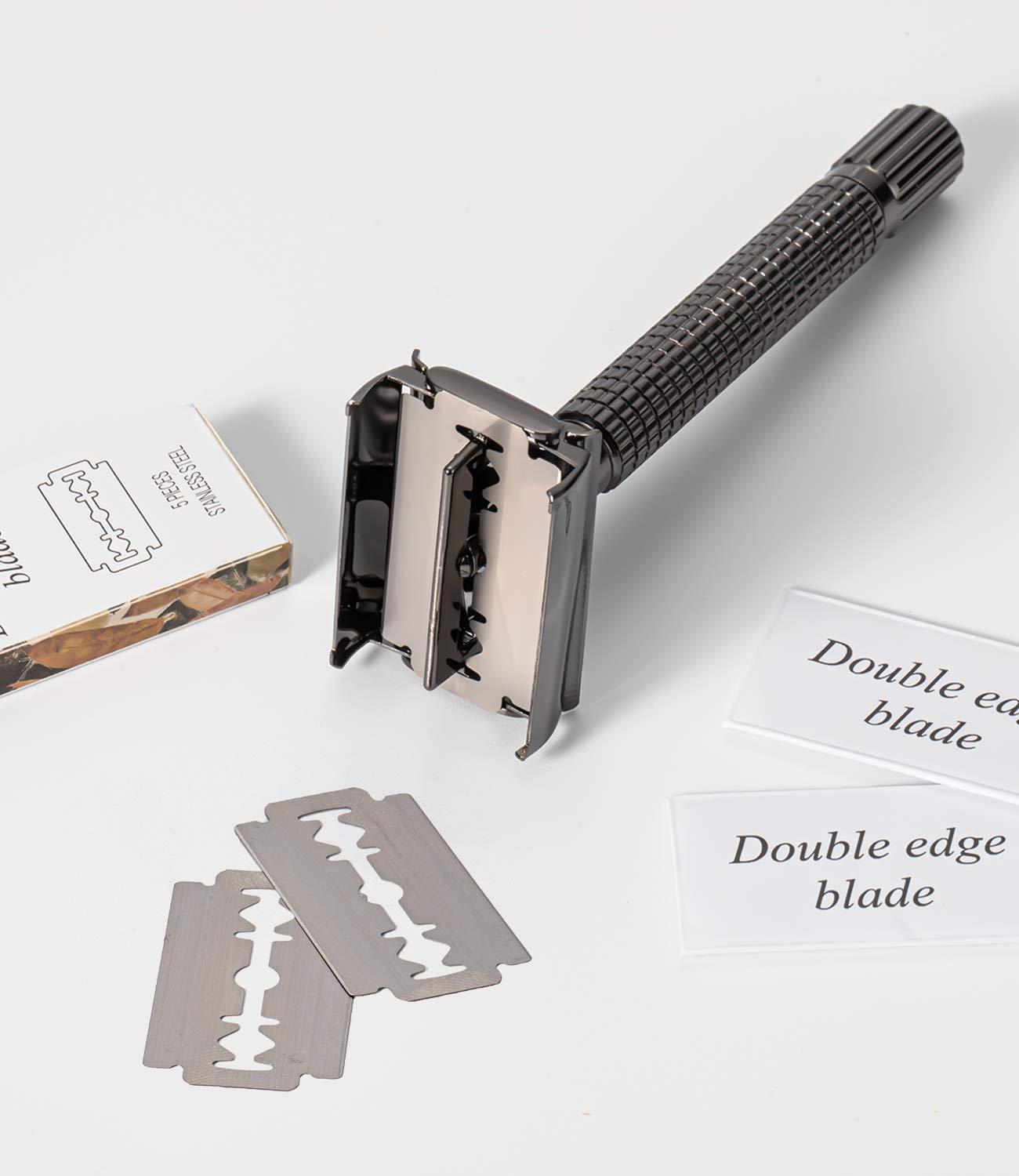 DreamGenius Long Handle Double Edge Safety Razor Set with Butterfly ...