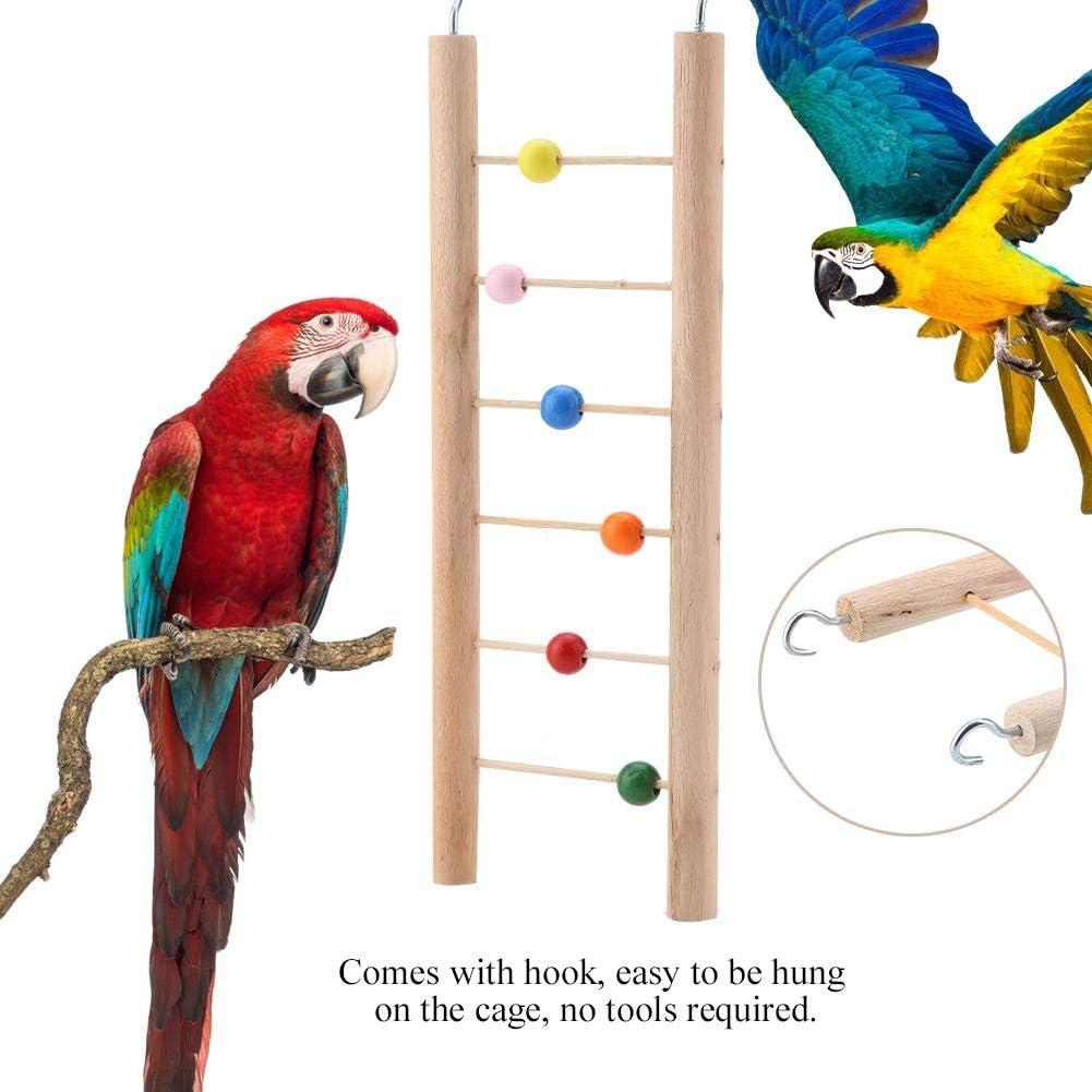 Parrot Wooden Ladder Perch Pet Birds Climbing Hanging Swing Toy for ...
