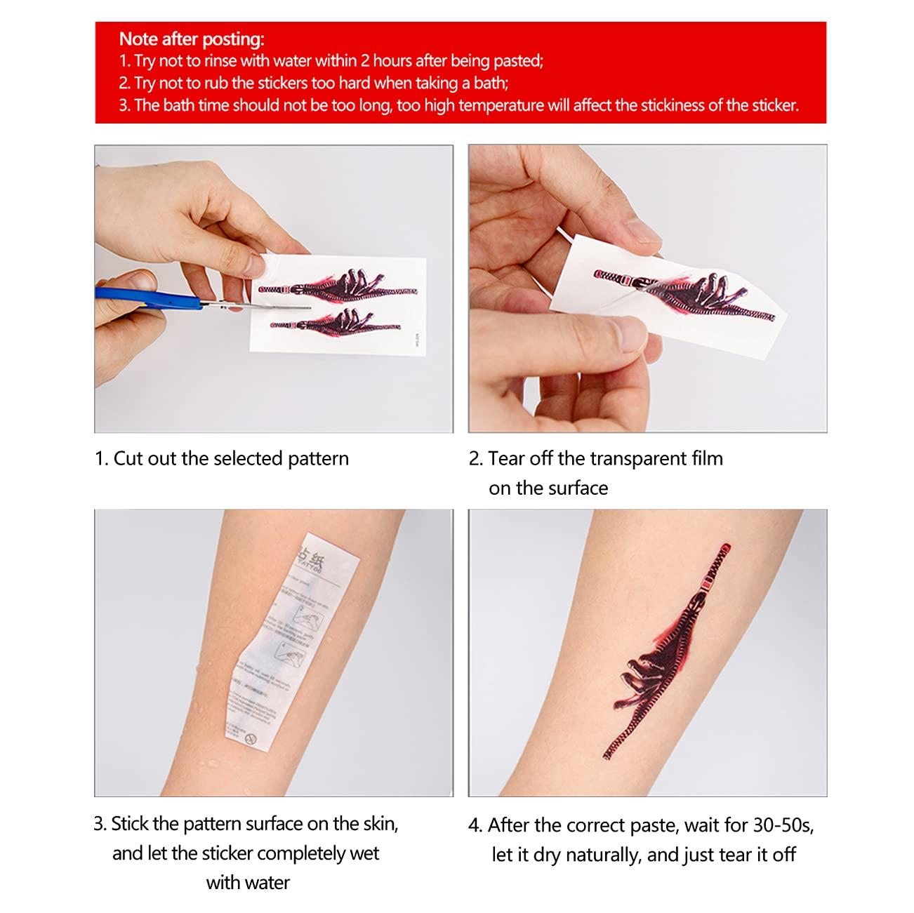 Xhwykzz Halloween Horror Wound Zombie Fake Scar Cuts Temporary Tattoos ...