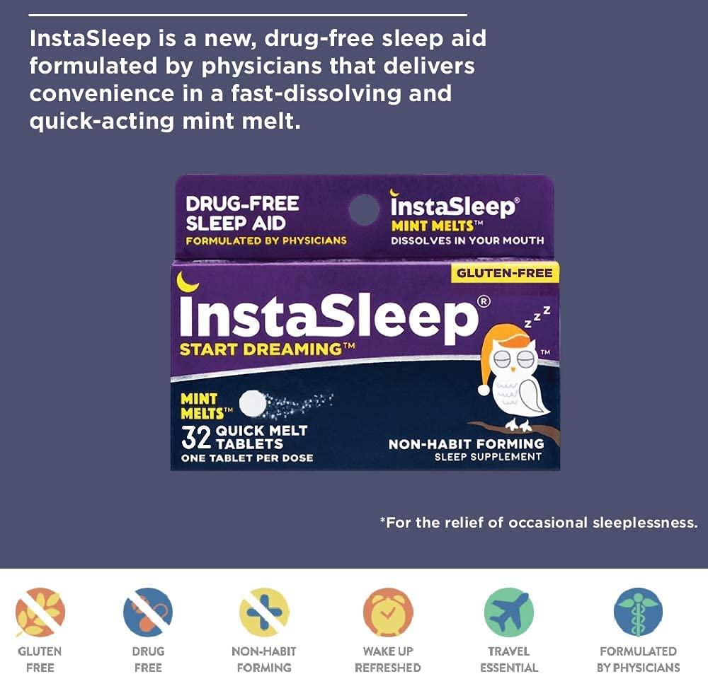 InstaSleep Mint Melts 32 Count - Fast-Acting Sleep Aid (Pack of 1 ...