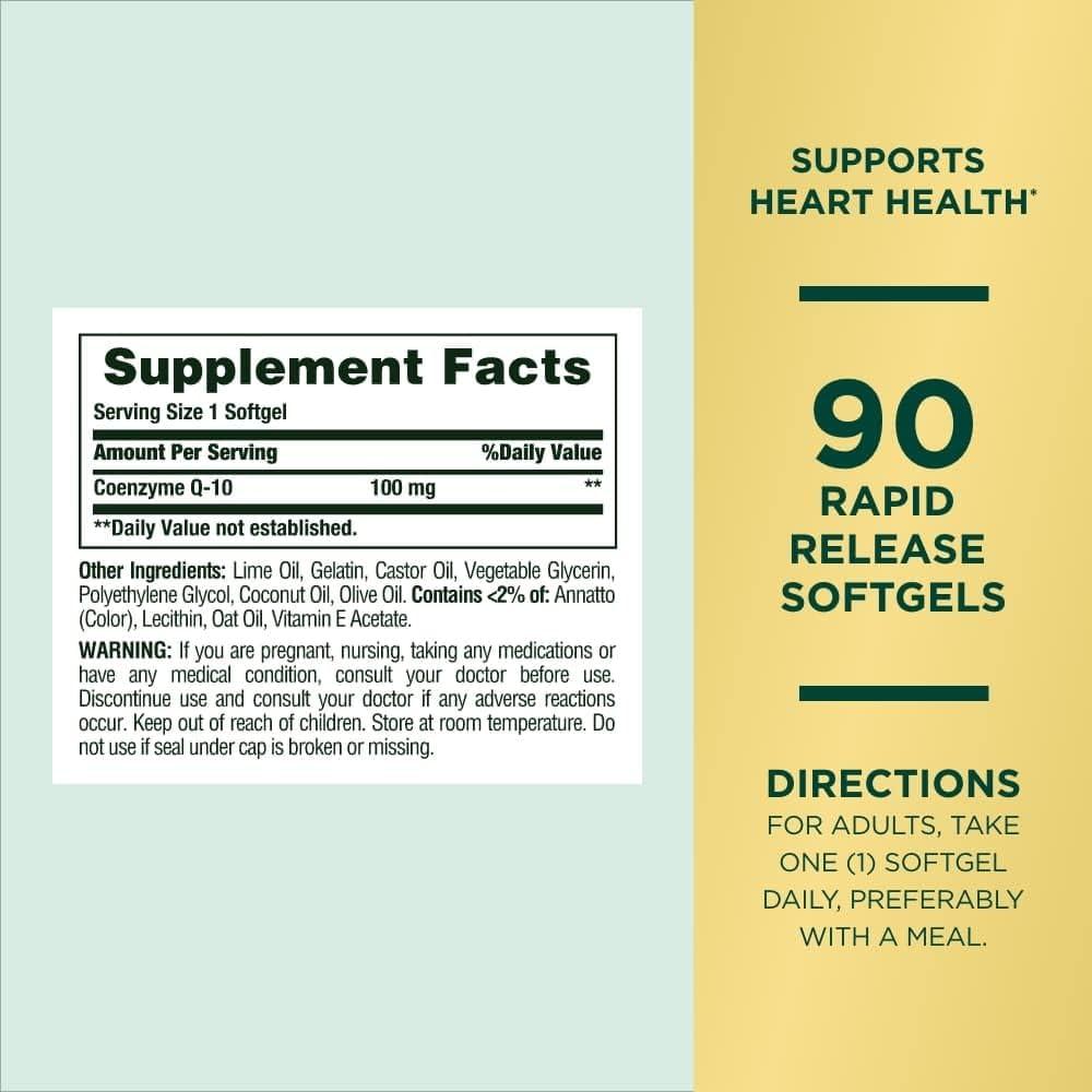 Nature's Bounty Triple Absorb Co Q-10 90 Ct Softgels for Heart Health ...